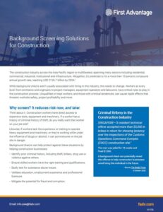 Background Screening Solutions for Construction – First Advantage APAC