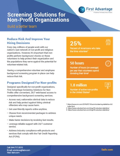 Screening Solutions for Non-Profit Organizations | First Advantage