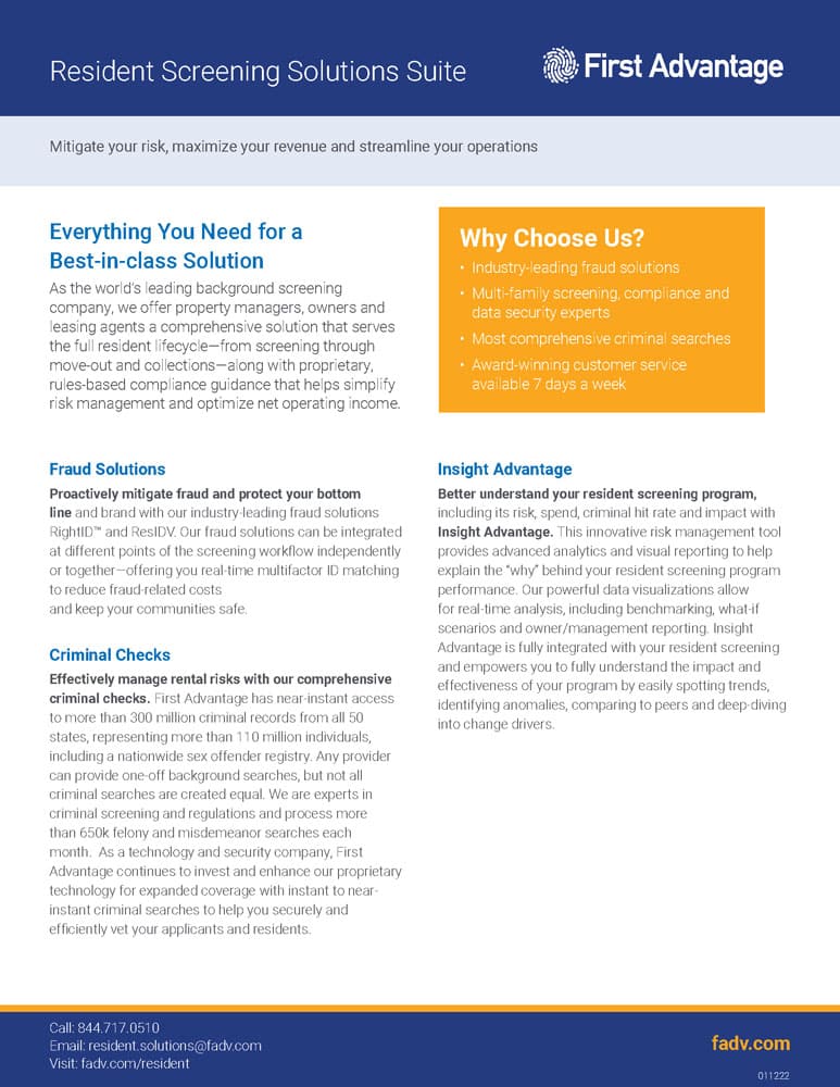 Resident Screening Solutions Suite | First Advantage